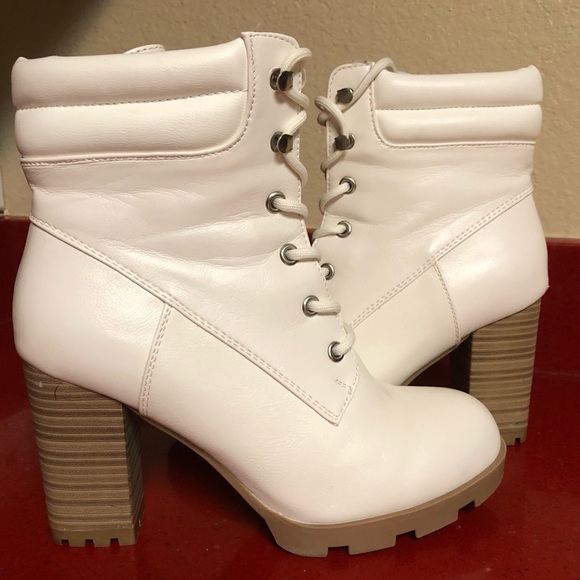 BAMBOO | Shoes | White Boots Combat Boots Brand Bamboo Size 75 Manmade ...